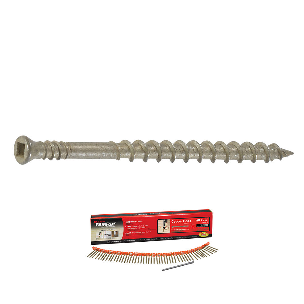 8 x 2 1/2 - PAMFast Trim Head Wood Decking Autofeed Screws - Carton (1 ...